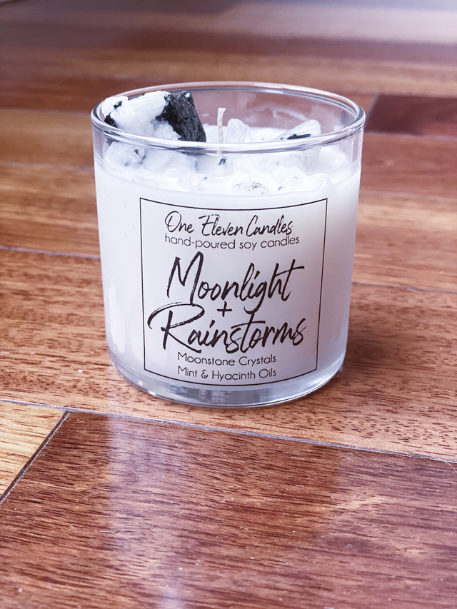 Moonlight & Rainstorms - Crystal Soy Candle – One Eleven Candles